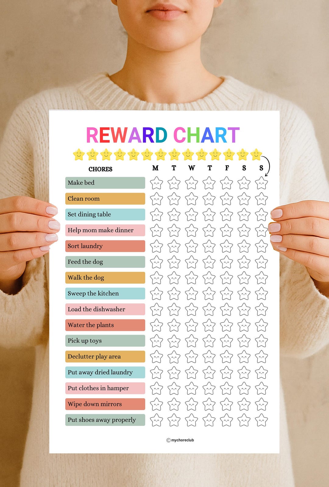 Kids Reward Chart – Printable Star Goal Chart for Good Behavior, Kids ...