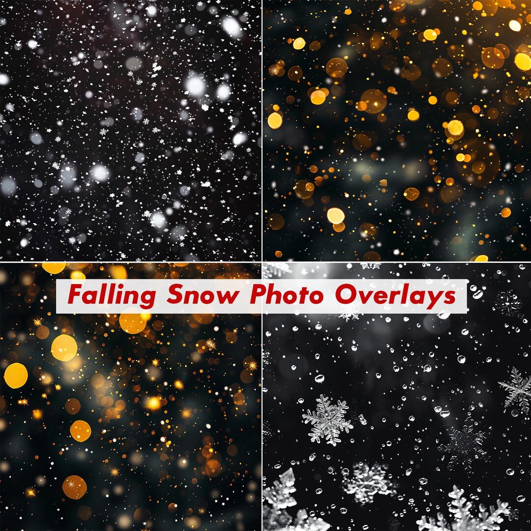 Winter Snow & Gold Bokeh Overlays Bundle | Luxury Christmas Backgrounds ...