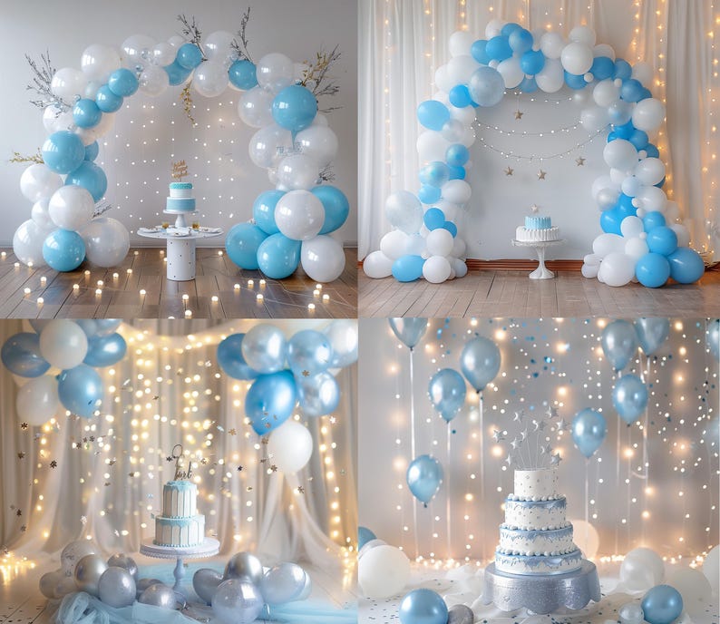 Blue Baby 1st Birthday Backdrop, Boy Photography (digital Download) - Etsy