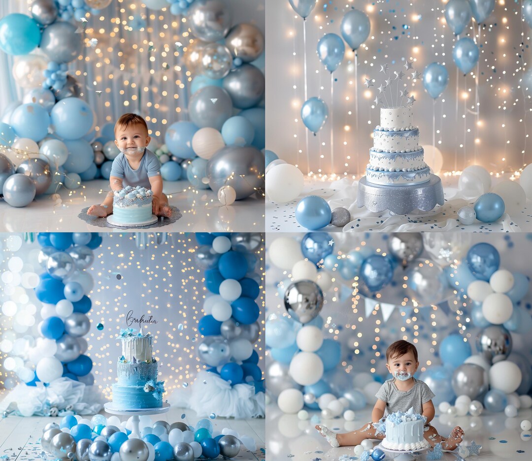 Blue Baby 1st Birthday Backdrop, Boy Photography (digital Download) - Etsy