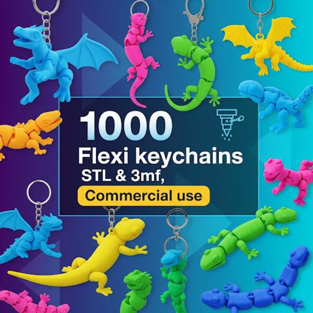 1000+ Flexi Mini Animal Keychains – 3D Print Files (STL & 3MF ...