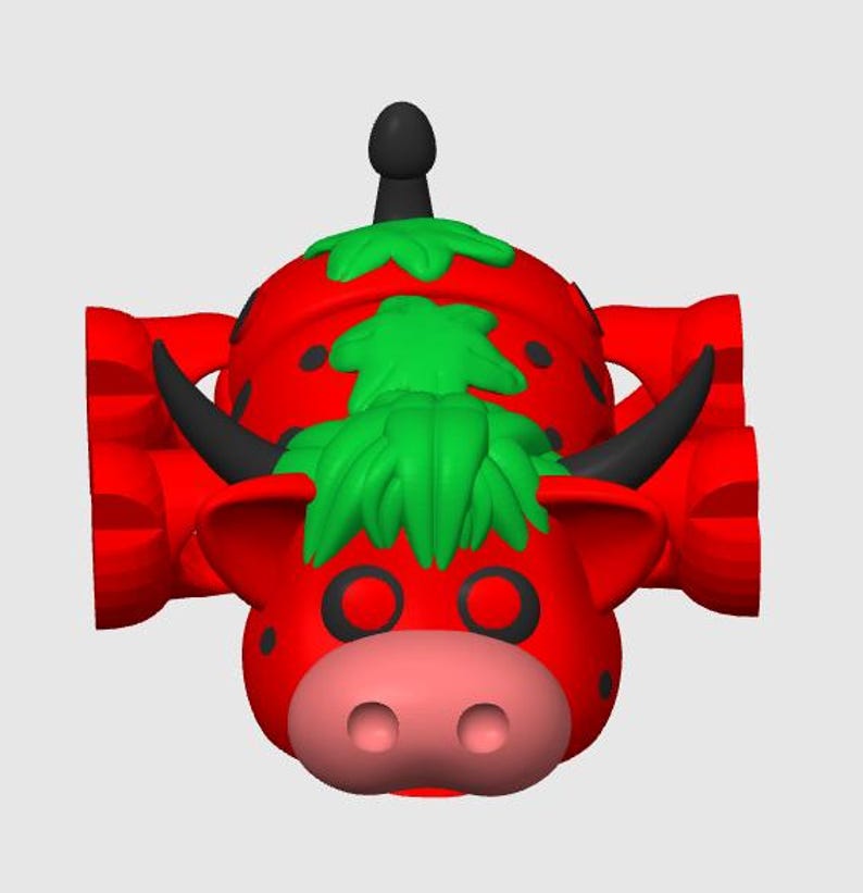 Strawberry Cow 3D Print File, Articulated Flexi Design (STL & 3MF Files ...