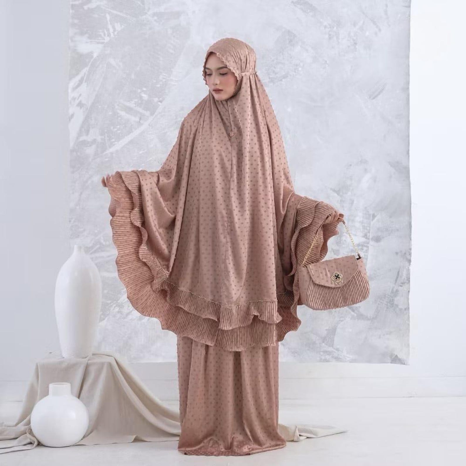 One Set Muslim Prayer Dress Silky Uragiri Double Layers Seraphine ...
