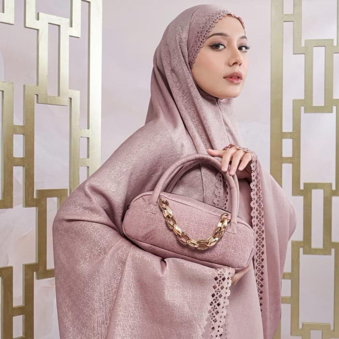 Silky Jacquard Muslim Prayer Dress Set With Lasercut Zeira - Etsy