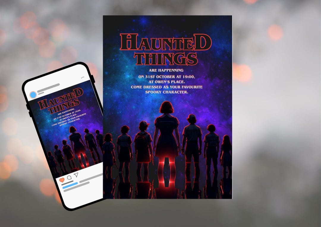 Stranger Things Halloween Birthday Invitation: Haunted Things Digital ...