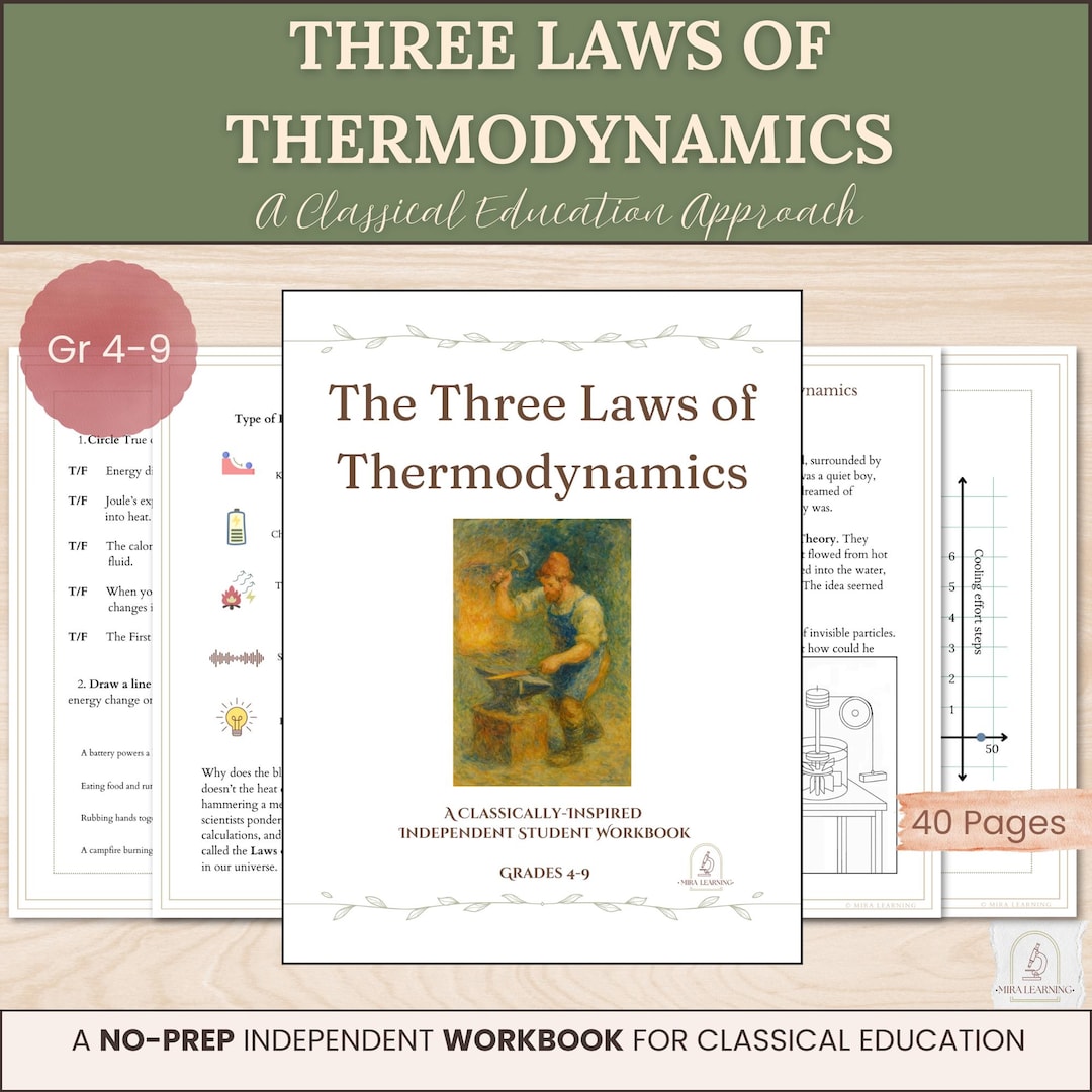 Three Laws of Thermodynamics Workbook Unit Study | Classical Charlotte ...