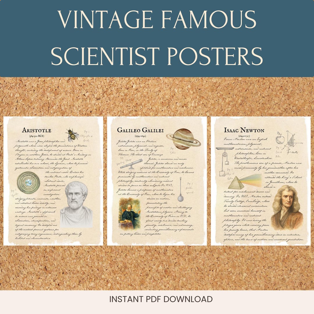 Vintage Famous Scientists Posters | Galileo, Newton, Aristotle ...