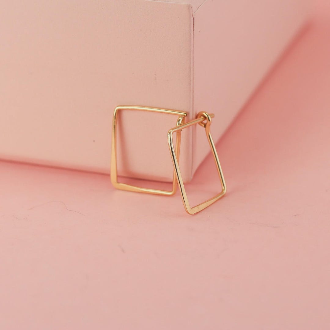 Small Rectangular Hoops in Yellow or Rose Gold Filled or Sterling ...