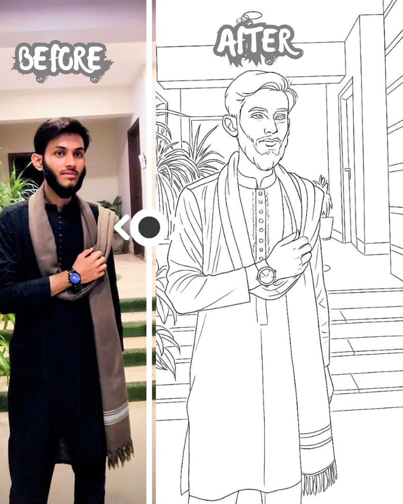 Custom Photo to Kids Coloring Sheet | Personalized Printable Line Art ...