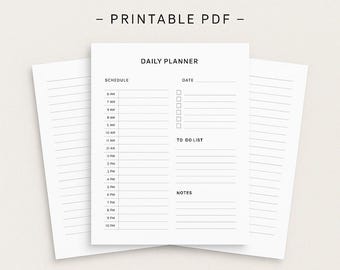 Daily Planner Printable | Minimalist Digital Planner PDF | Instant ...