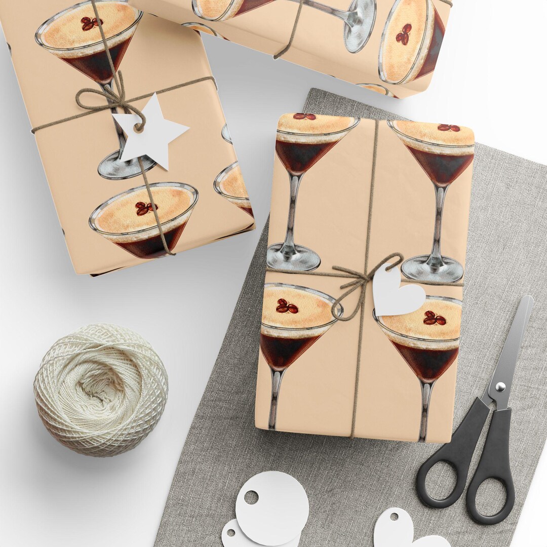 Espresso Martini Pattern Wrapping Paper | Martini Gift Wrap - Etsy