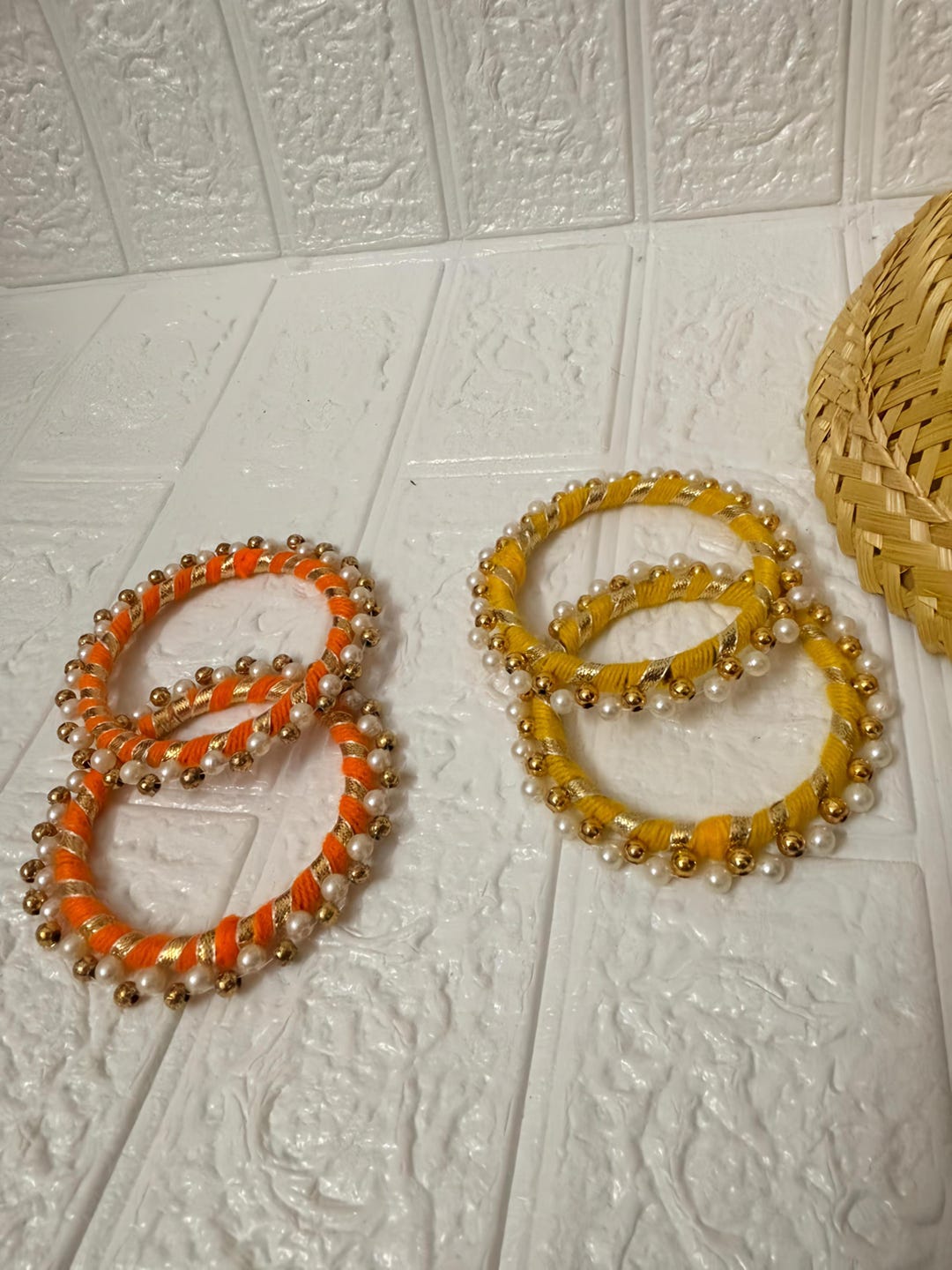 25 X Silk Thread Pearl Bangles for Wedding Favor, Mehendi and Sangeet ...