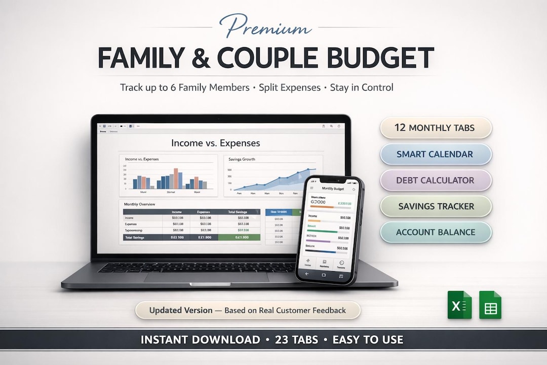 Buy Family Couple Annual Monthly Budget Spreadsheet | Excel, Google ...