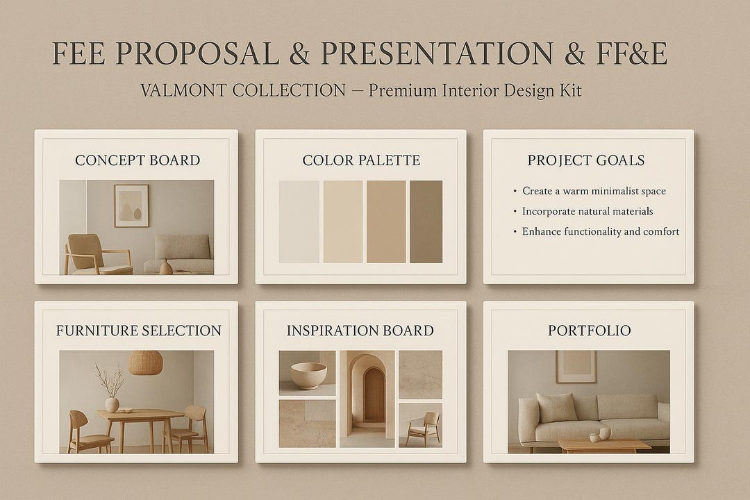 3-in-1 Interior Design Kit • Fee Proposal, Client Presentation and FF&E ...