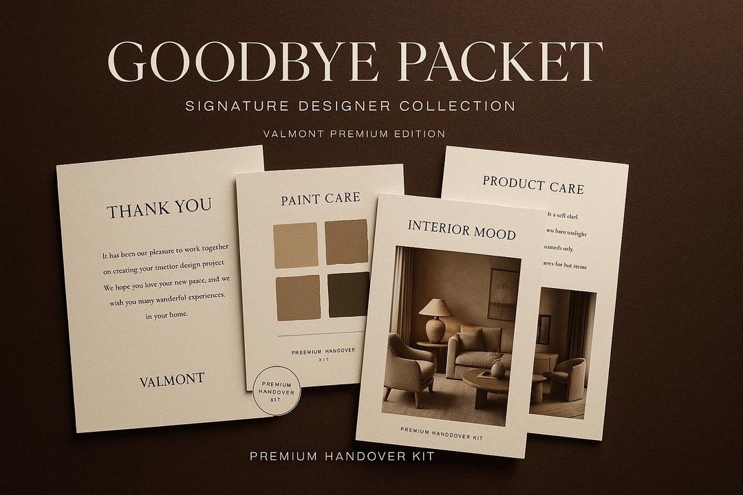 Interior Design Goodbye Packet • Client Handover Kit • Paint Care ...