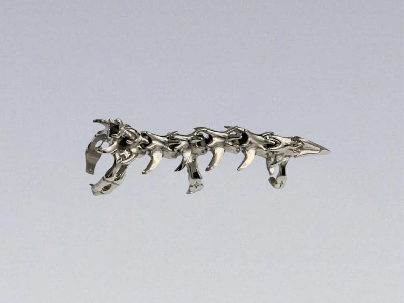 CYBERPUNK ARMOR RING Full Finger Claw Ring Techwear Jewelry Gothic Dragon Bone Ring Goth ...