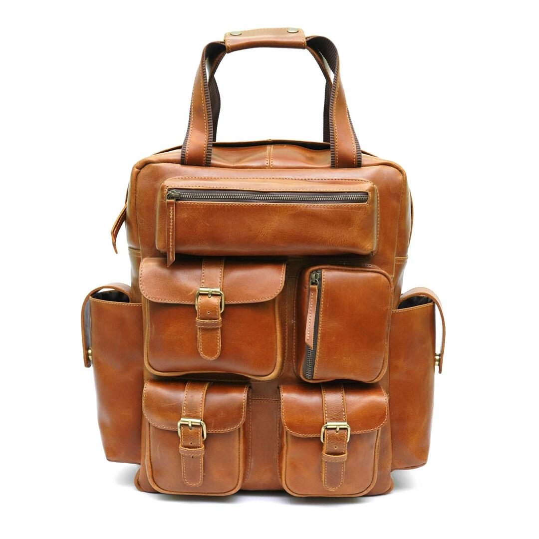 Handmade Buffalo Leather Laptop Backpack: Rustic Travel Rucksack - Etsy