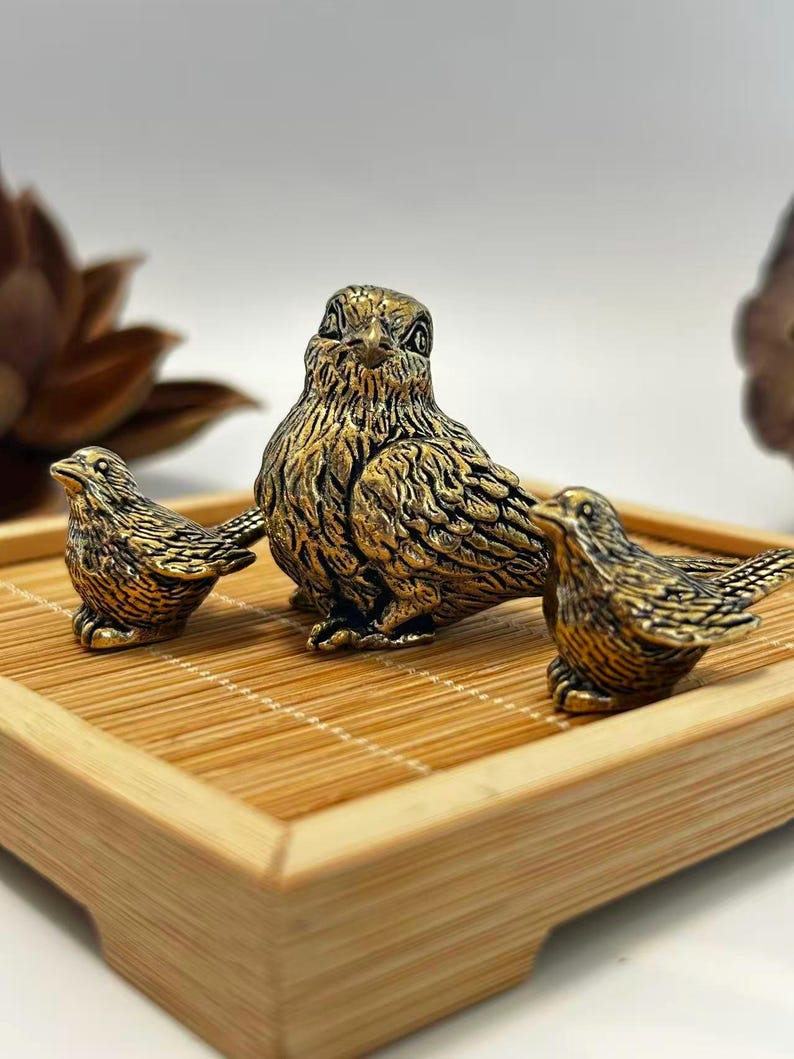 Mini Brass Sparrow Figurines – Miniature Bird Statues, Desk Decor - Etsy