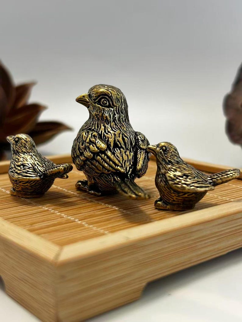 Mini Brass Sparrow Figurines – Miniature Bird Statues, Desk Decor - Etsy