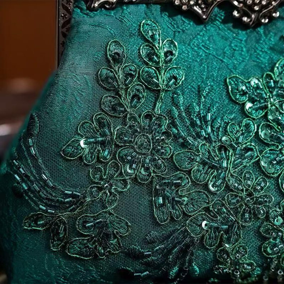 Emerald Green Embroidery Handbag | Vintage Qipao Banquet Purse | Orient ...