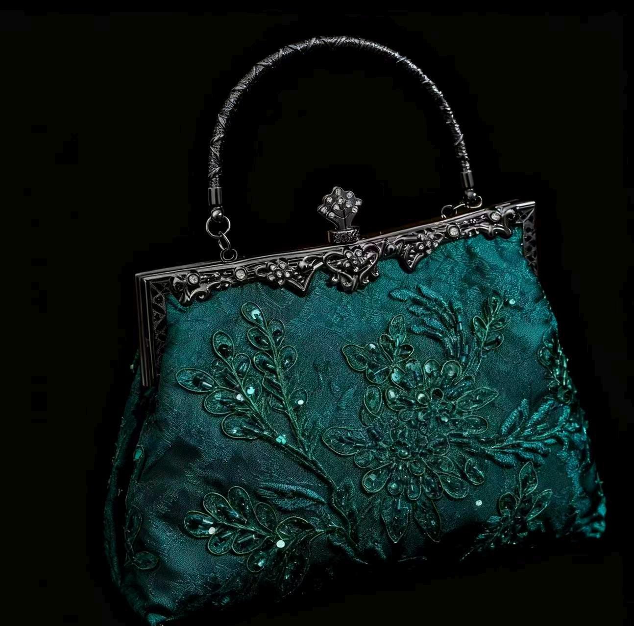 Emerald Green Embroidery Handbag | Vintage Qipao Banquet Purse | Orient ...