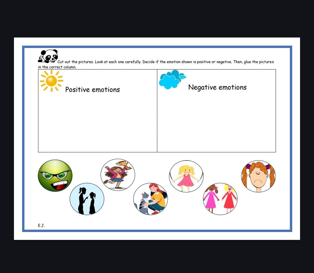 Еmotional Learning for Kids, Positive and Negative Emotions Worksheet ...