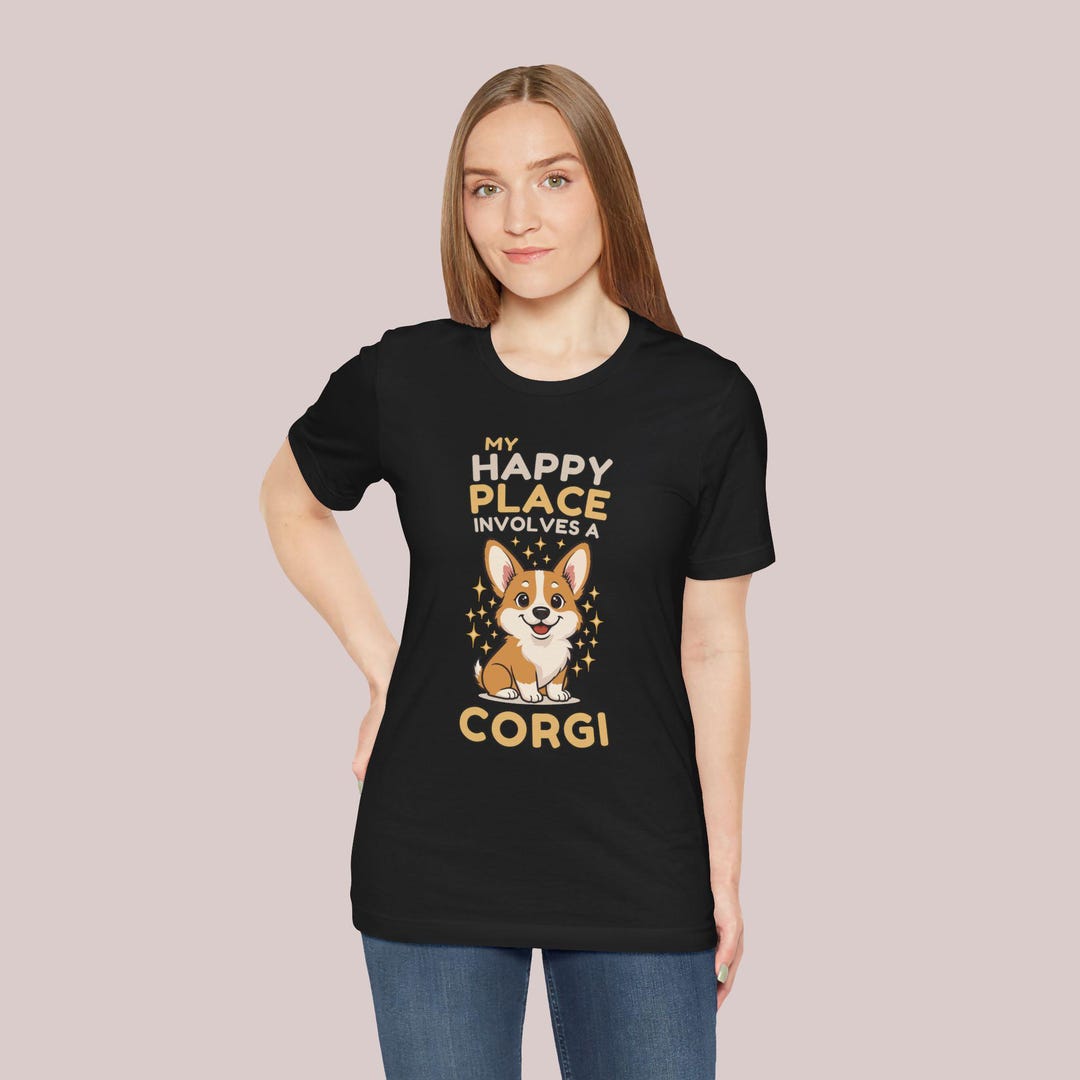 Wiggle Butt Crew Member Shirt! Happy Place Corgi Graphic T-shirt, Funny ...