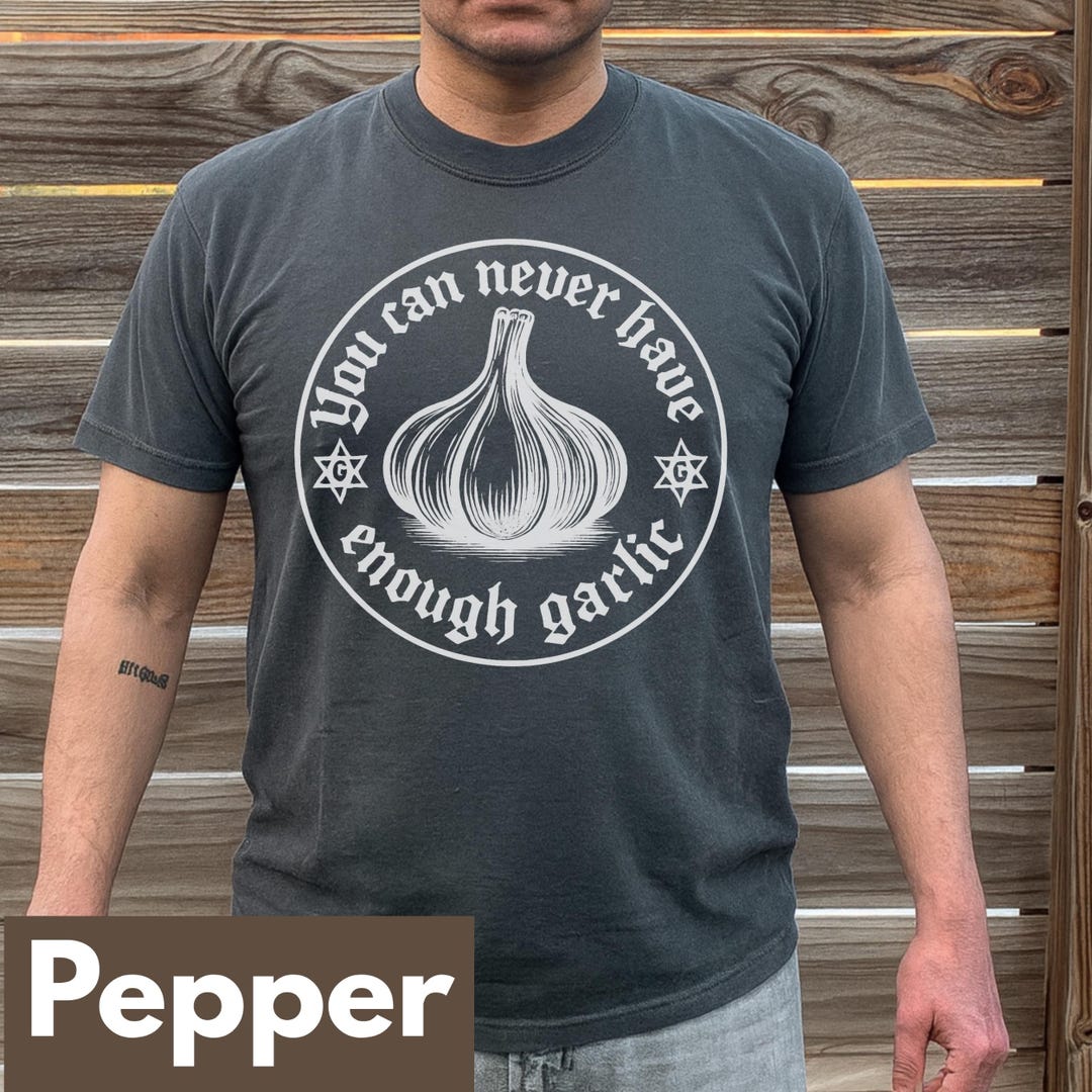 Engraved Garlic Graphic T Shirt, Gothic Cooking Apparel for Chef ...