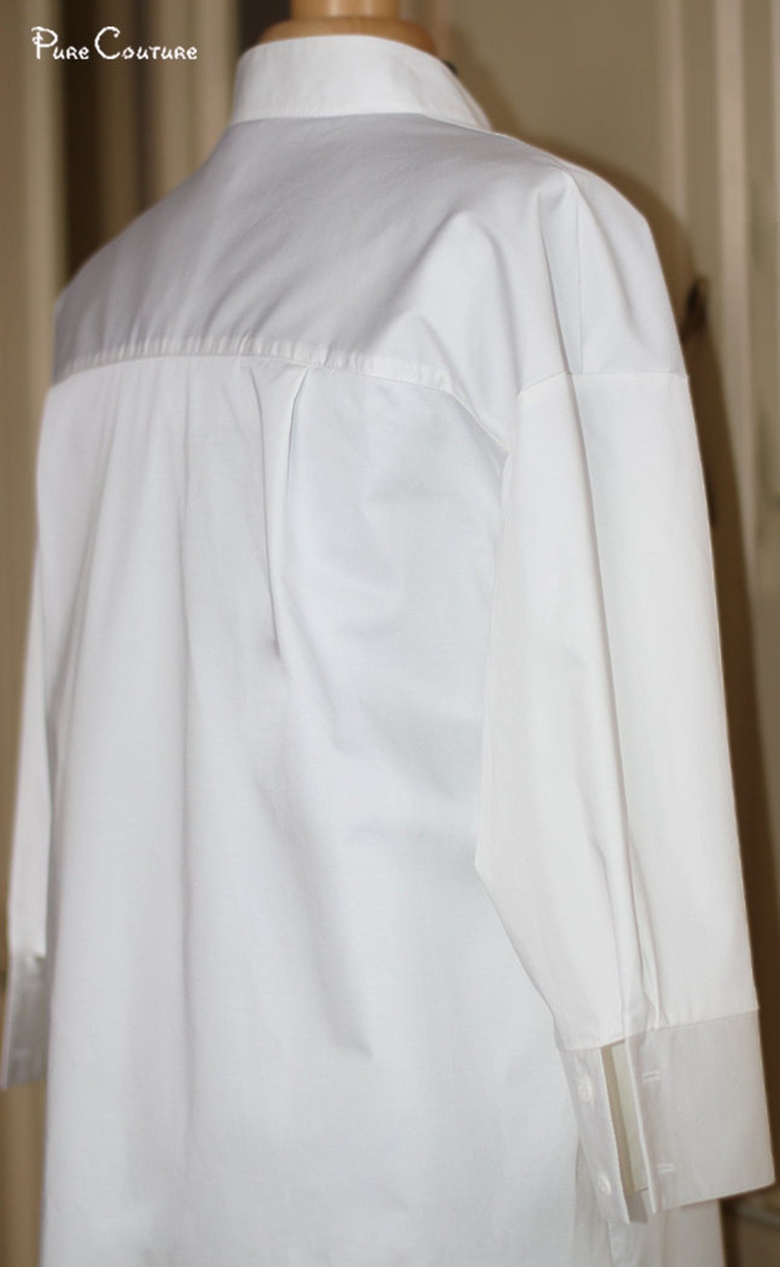 Womens natural cotton white long sleeve midi dress / White | Etsy