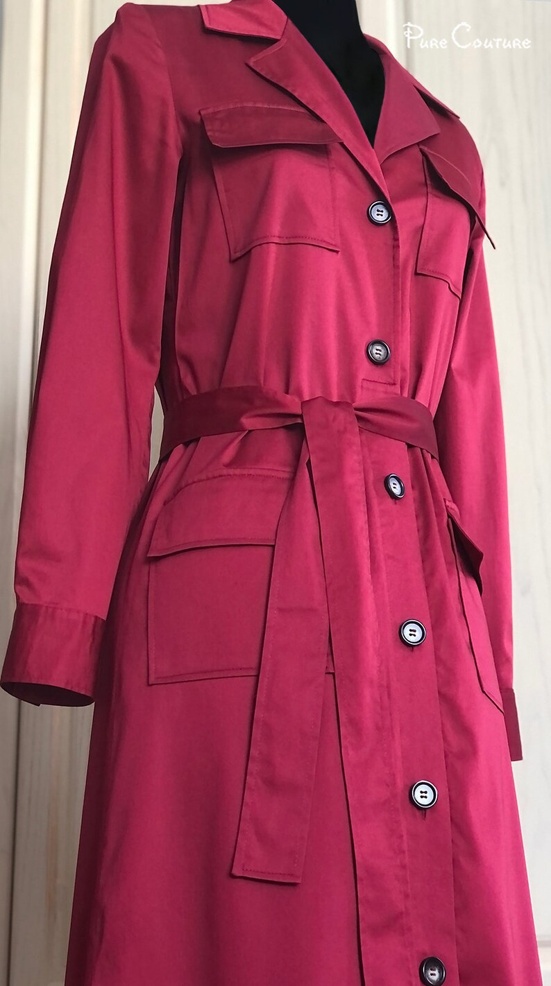 Red Long Sleeve Dress Cotton / Satin Wrap Dress Maxi Long Sleeves / Red ...