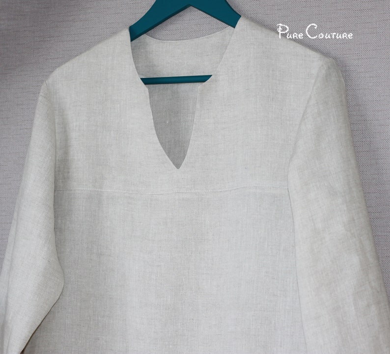 Long Sleeve Linen Mens Tunic Shirt Linen / Custom Organic - Etsy