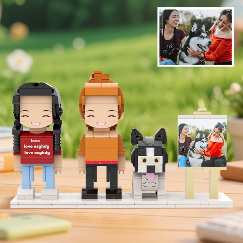 Custom Couple & Pet Brick Figurine Set – Personalized 3D Mini Figures ...