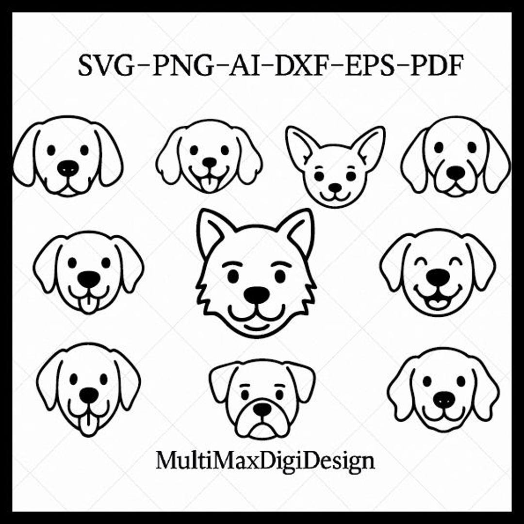 Cute Dog Faces Clipart Bundle SVG, Cute Dog Clipart Svg,dog Faces Svg ...
