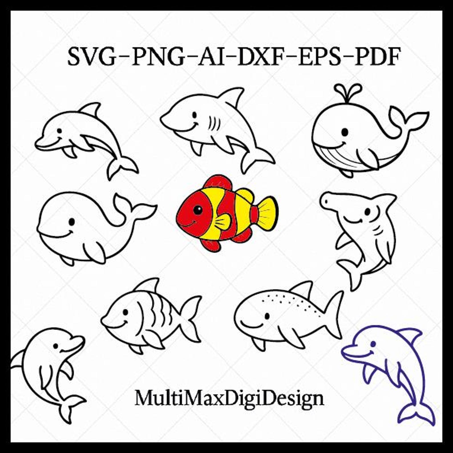 Fish SVG Bundle, Ocean Fish Svg, Cute Cartoon Fish Illustration SVG ...
