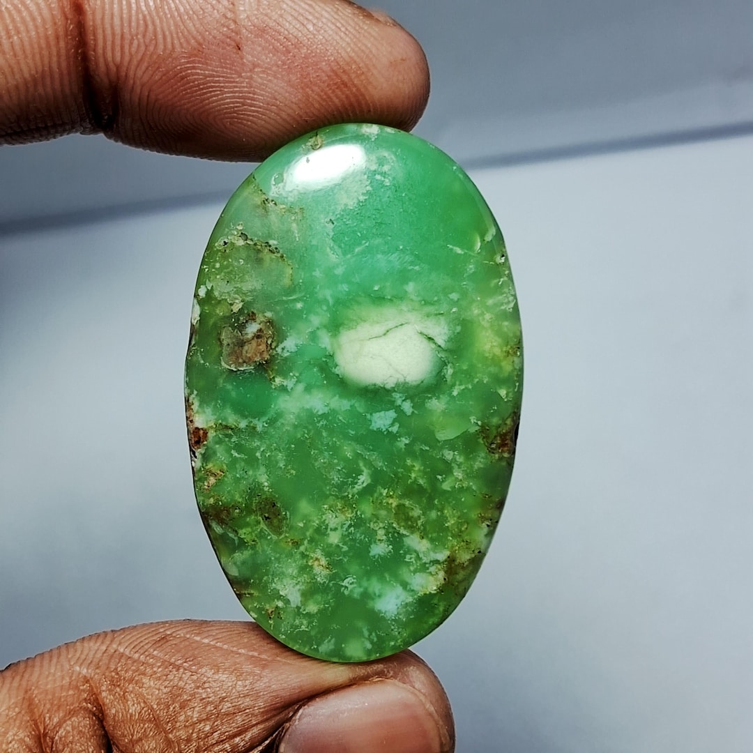 Handmade Green Chrysoprase Gemstone Cabochon, 49 Carat (40X25 MM) - Etsy