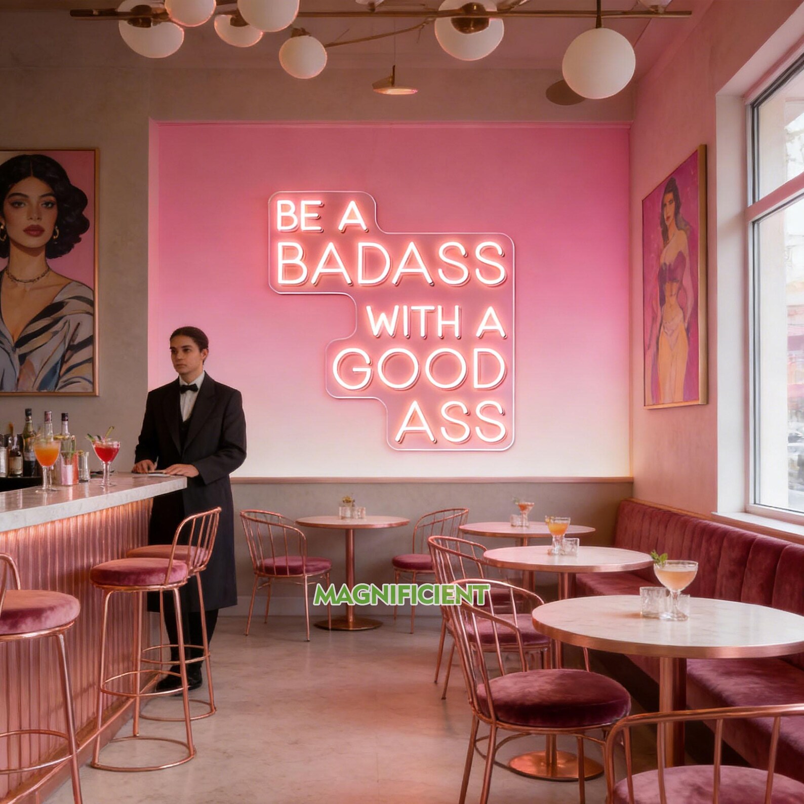 Be A Badass Neon Sign, Custom LED Neon Light, Gym Wall Art, Handmade ...