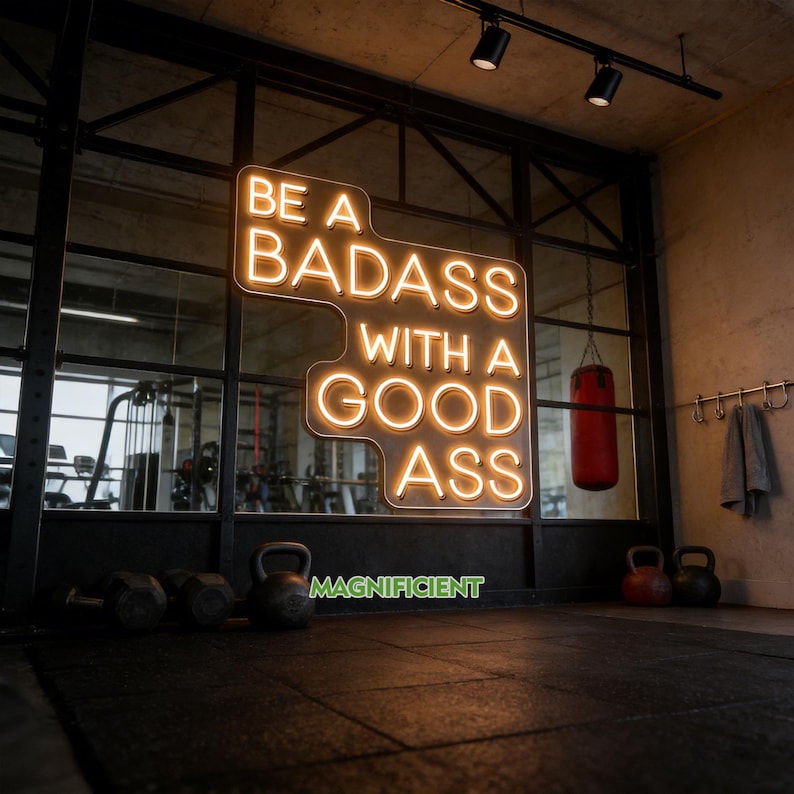 Be A Badass Neon Sign, Custom LED Neon Light, Gym Wall Art, Handmade ...