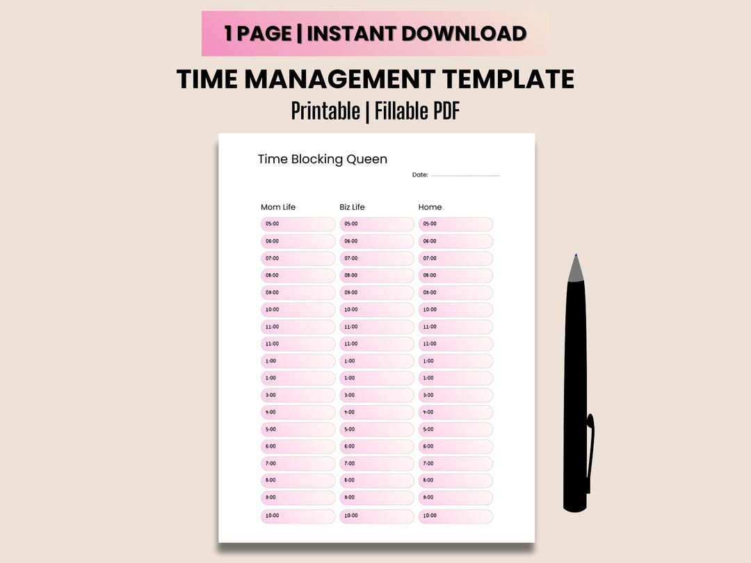 Printable Time Blocking Planner: Color-coded Hourly Schedule for Moms ...