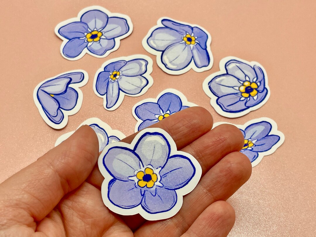 10pk Forget-me-not Flower Stickers - Die Cut Stickers - Vinyl Stickers ...