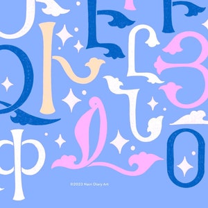 5x7, 16x20 Armenian Alphabet Poster Stylized Letters Periwinkle - Etsy ...