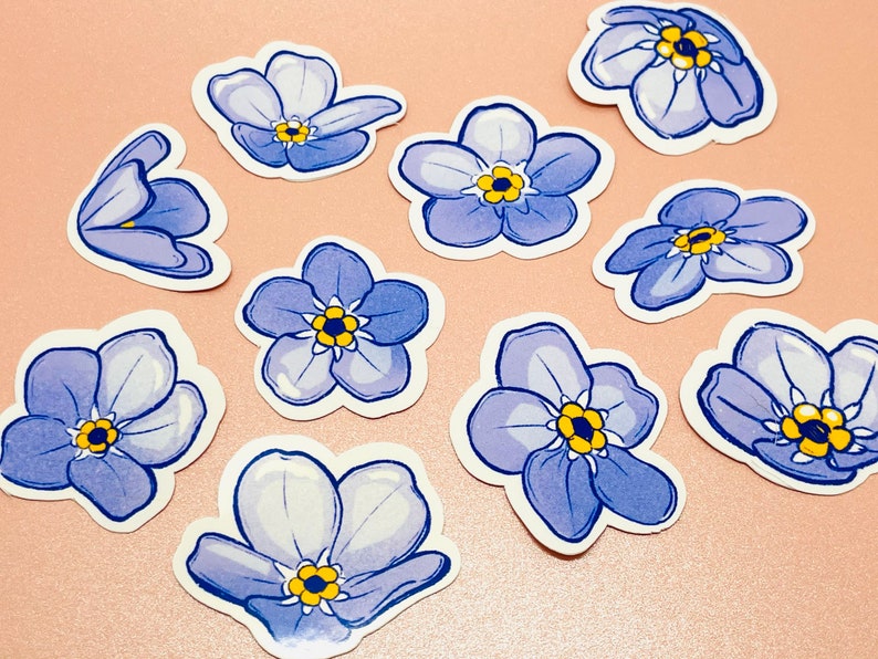 10pk Forget-me-not Stickers Die Cut Stickers Vinyl - Etsy