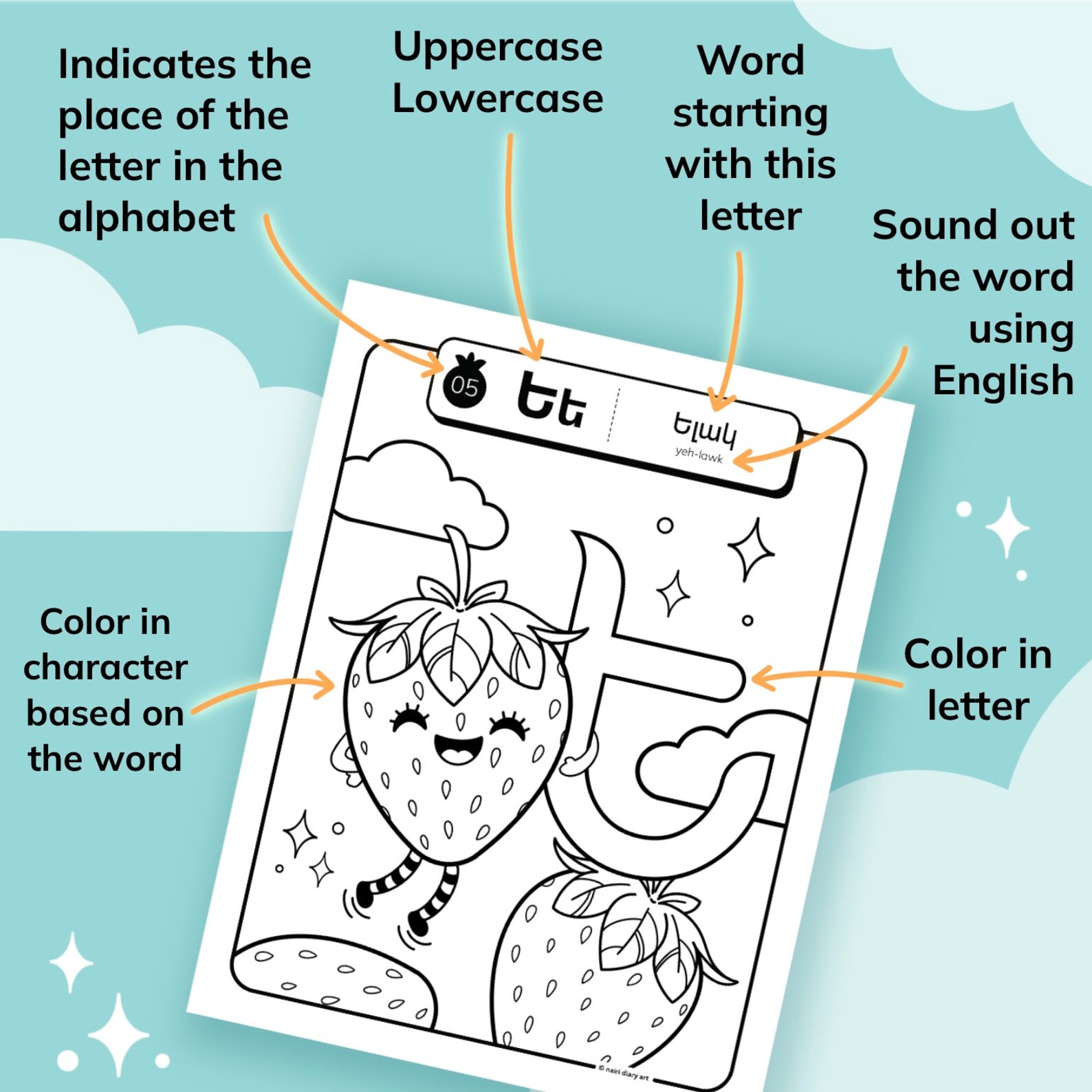 Cute Character Armenian Coloring Book - 50 Pages to Color! - Etsy