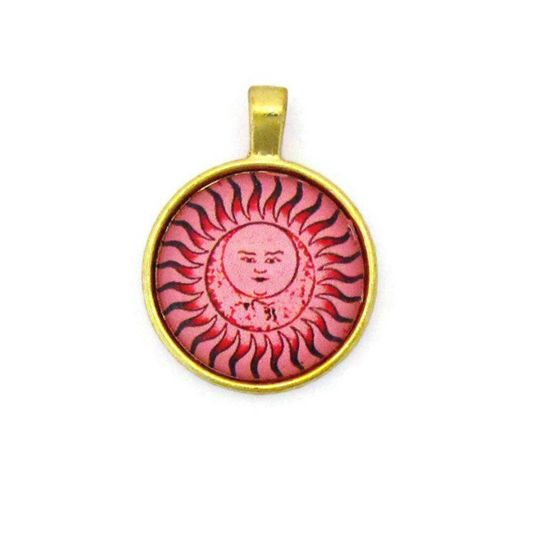 Sun and Moon Glass Dome Pendant Necklace. - Etsy