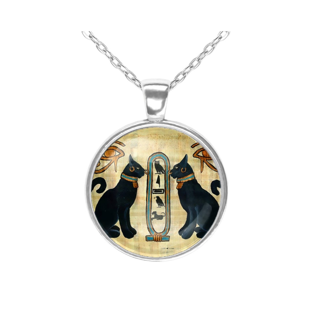 Bastet Egyptian Goddess of Cats Glass Cabochon Necklace - Etsy