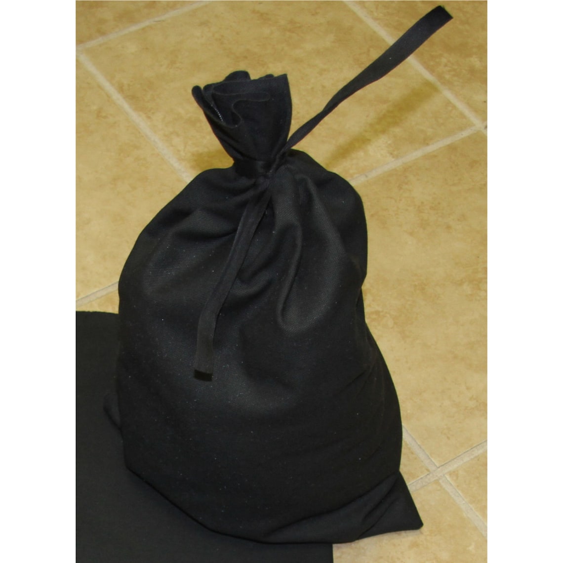 Black Canvas Money Bag Blank Bank Gift Deposit Transit Coin Tie String ...