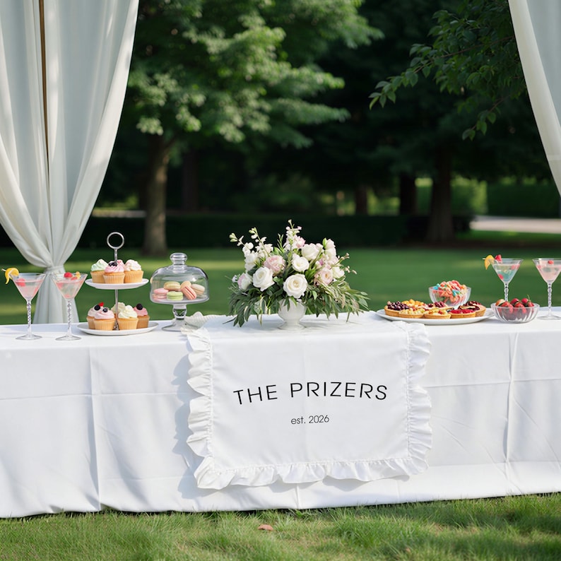Just Married Wedding Table Banner Custom Flower Ruffled Wedding Sign ...