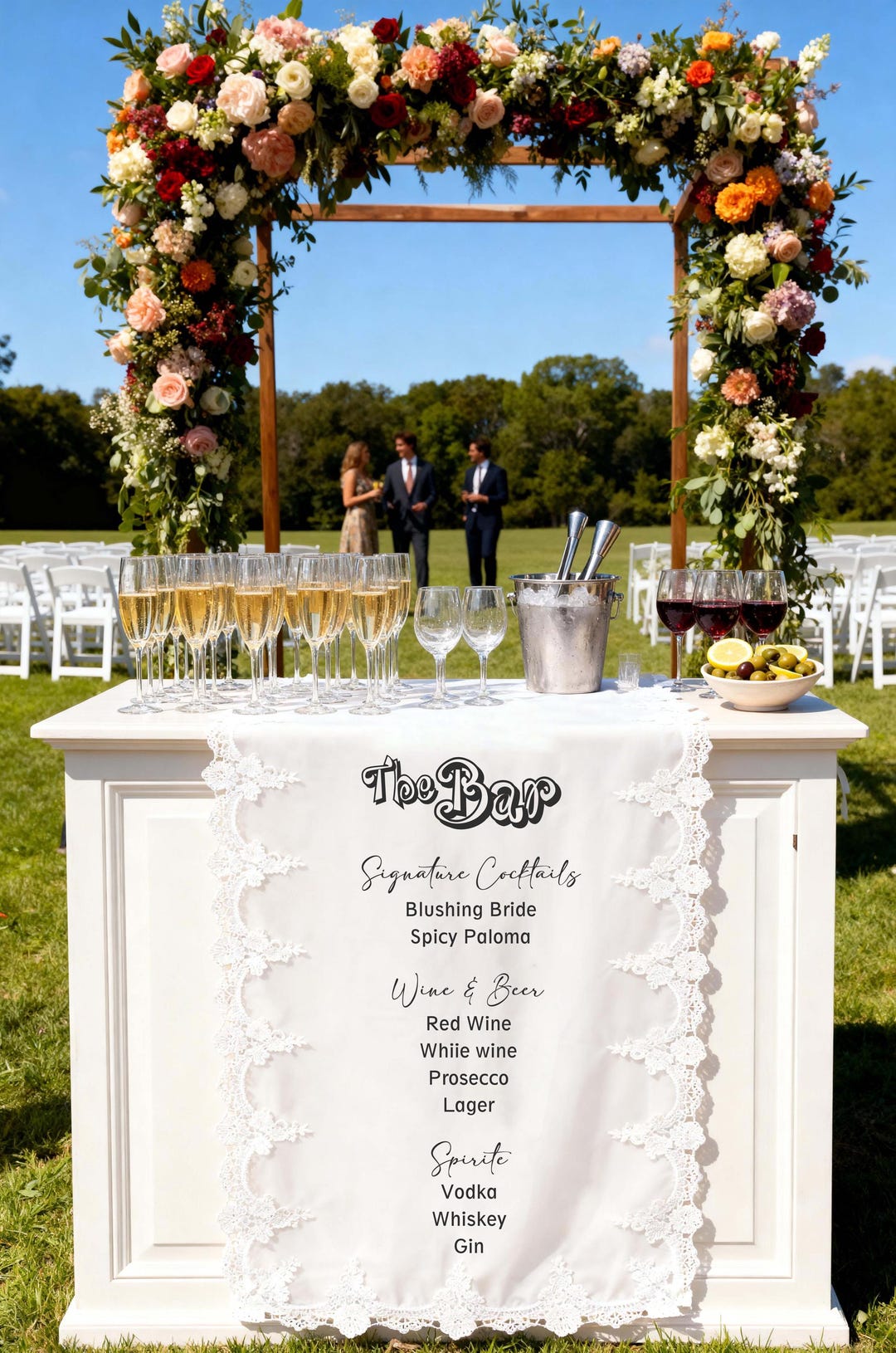 Fabric Bar Sign,custom Lace Sheer Bar Sign, Wedding Bar Menu, Signature ...