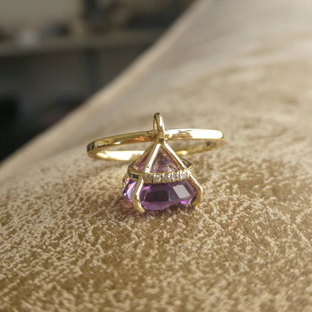 Gold Dangle Ring & Diamonds, Diamonds and Gold, Gold Ring, Gold Dangle ...