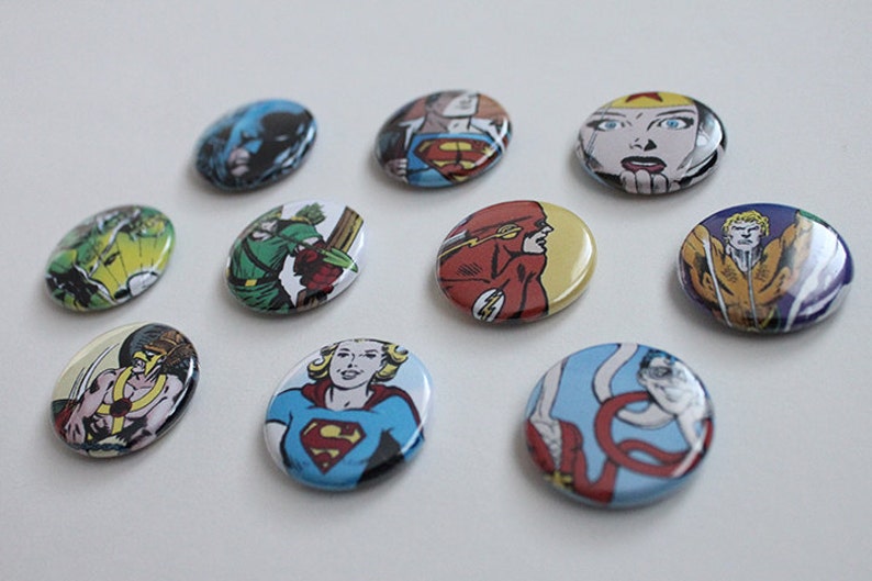 DC Heroes Button Pin Set - Etsy