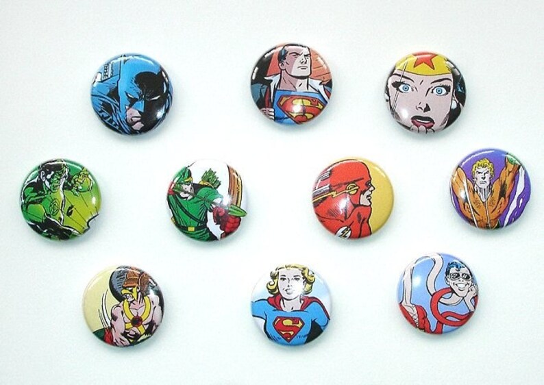 DC Heroes Button Pin Set - Etsy
